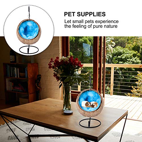 TEHAUX Natural Coconut Shell Bird Nest House Bed with Warm Pad for Parrot Parakeet Hamster Rat Mice Chinchilla Cage Toy Nesting Box