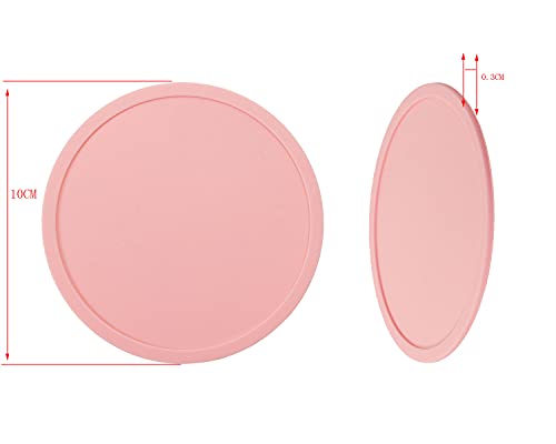 ONLYKXY 3 Pieces 3.93 Inch Silicone Coasters, Round Coasters for Drinks, Beverage Coffee Tea Coaster (Pink)