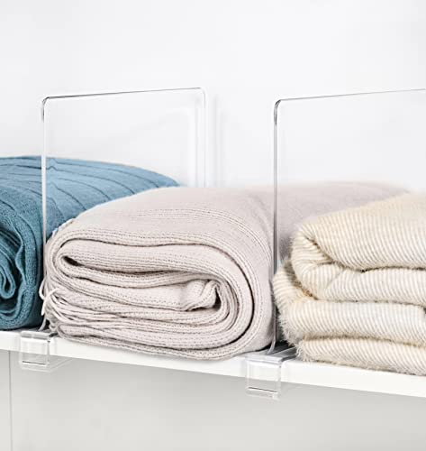 HBlife 8 Pack Clear Shelf Dividers, Vertical Purse Organizer for Closet Perfect for Sweater, Shirts, Handbags in Bedroom and Kitchen, Adjustable Acrylic Bookshelf for Organization