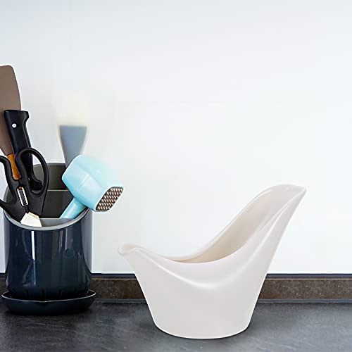 YARNOW Gravy Boat Ceramic White Gravy Boat for Salad Dressings Milk Broth Creamer Black Pepper Creamer Pitcher Milk Cup (White)