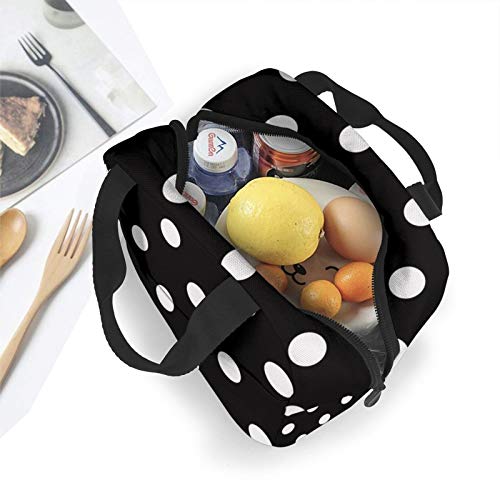Kslai White and Black Polka Dot Lunch Bag Tote Bag Lunch Bag for Women Lunch Box Insulated Lunch Container