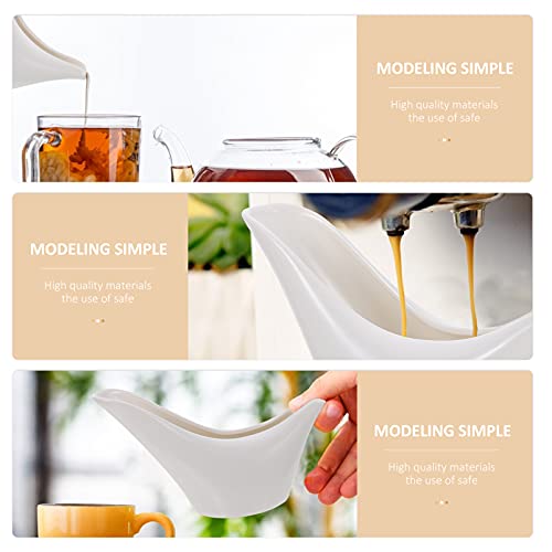 YARNOW Gravy Boat Ceramic White Gravy Boat for Salad Dressings Milk Broth Creamer Black Pepper Creamer Pitcher Milk Cup (White)