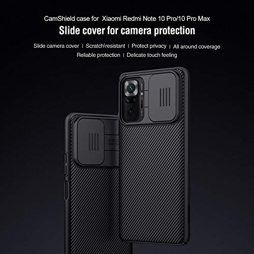 for Xiaomi redmi Note 10 Pro Case, Nillkin CamShield Slim case Protective Cover with Camera Protector Hard PC and TPU Ultra Thin Anti-Scratch Phone Case for Redmi Note 10 pro/Note 10 pro Max (Black)