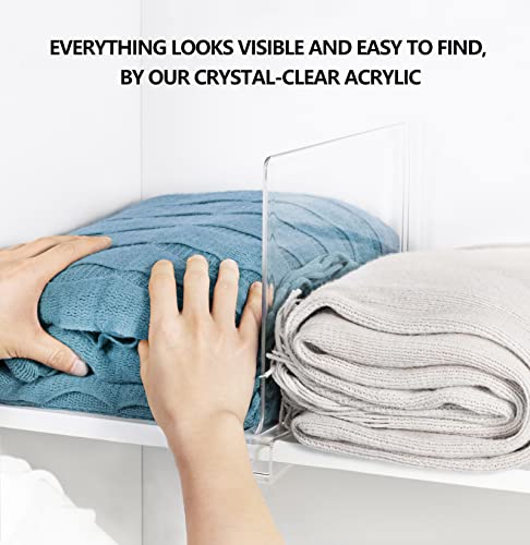 HBlife 8 Pack Clear Shelf Dividers, Vertical Purse Organizer for Closet Perfect for Sweater, Shirts, Handbags in Bedroom and Kitchen, Adjustable Acrylic Bookshelf for Organization