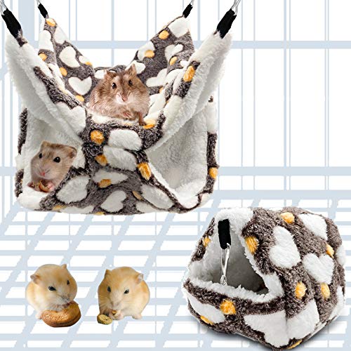 3 Pieces Small Pet Cage Hammock Set Hammock Hanging Tunnel Rat House for Small Animals Soft Double-Layer Sugar Glider Hammock Accessories Set for Parrot Ferret Squirrel Hamster Rat Playing Sleeping