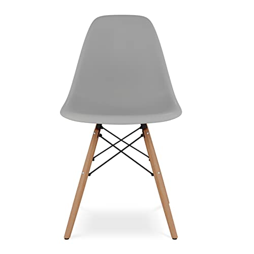 Aron Living Pyramid 17.5" Plastic and Beech Wood Dining Chair in Gray