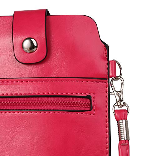 BXQ Touch Screen Crossbody Wallet Purse Compatible for iPhone 14 Pro Max/Pixel 7 Pro/Motorola Edge 30 Pro/G Power (Pink)