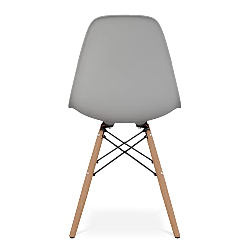 Aron Living Pyramid 17.5" Plastic and Beech Wood Dining Chair in Gray