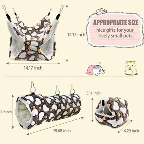3 Pieces Small Pet Cage Hammock Set Hammock Hanging Tunnel Rat House for Small Animals Soft Double-Layer Sugar Glider Hammock Accessories Set for Parrot Ferret Squirrel Hamster Rat Playing Sleeping