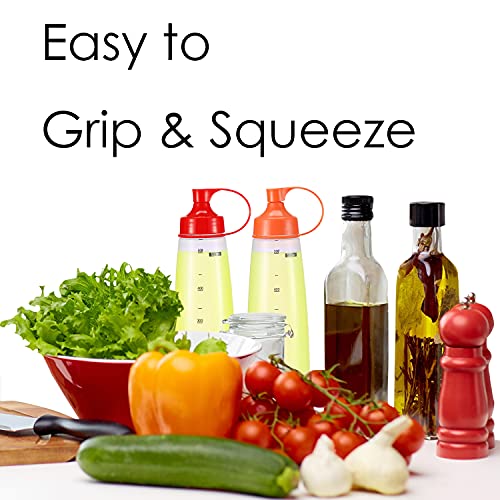 oiununo Squeeze Bottles Wide Mouth - Pack of 2 Condiment Bottle Squeeze BPA free for Chunky Sauces, Resin, Crafts, Condiment Squeeze Bottles 550 mL/19 oz. (Red)