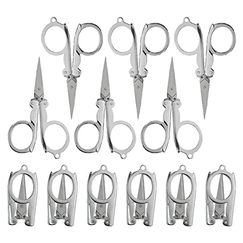 XINMEIWEN 12Pcs Small Folding Scissors Portable Travel Scissors Stainless Steel Cutter Mini Scissors Set for Home Office and Travel Trip Scissors
