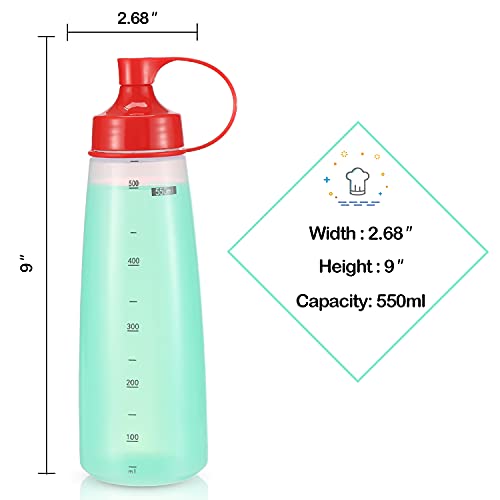 oiununo Squeeze Bottles Wide Mouth - Pack of 2 Condiment Bottle Squeeze BPA free for Chunky Sauces, Resin, Crafts, Condiment Squeeze Bottles 550 mL/19 oz. (Red)