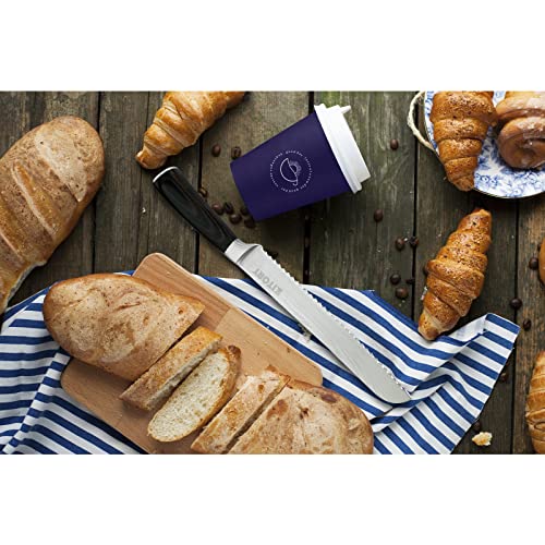 Kitory Bread Knife Serrated Knife 8ββ Ultra Sharp Slicing Knife with Sheath German High Carbon Steel Wavy Edge Cake Slicer Bakery Slicing Cutter Ergonomic Ideal for All Types of Bread