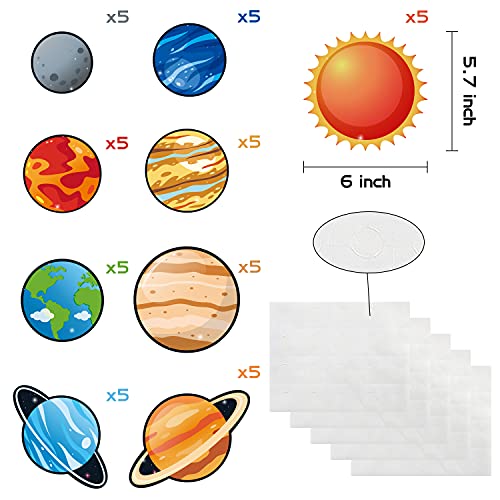 BeYumi 45Pcs Solar System Cutouts 9 Planets Galaxy Wall Decal Educational Material Removable Wall Stickers Outer Space Decor for Bedroom Nursery Classroom Bulletin Board Displays Universe Theme Party
