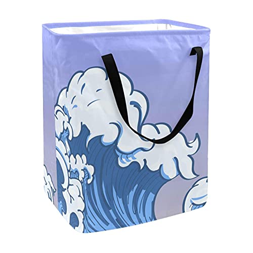 Japanese Wave Laundry Basket Large Cloth Organizer Bag Basket Foldable Laundry Hamper with Handles