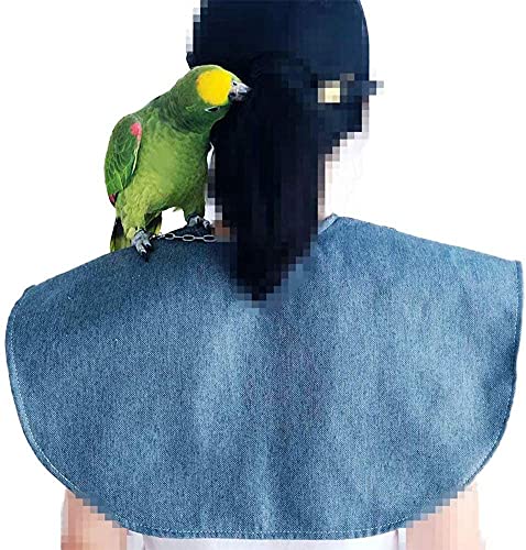 Parrot Anti-Scratch Shoulder Protector Multi-Purpose Bird Shoulder Shawl Bird Diaper Pad for Parakeets Cockatiels Conures Macaws Finches Lovebird Hang Bird Anklet & Toys (Shoulder Protector-Blue)