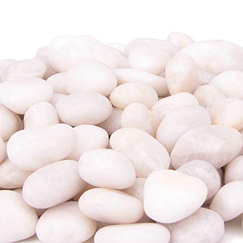 BLQH 18 Pounds White Decorative Pebbles River Rock Aquarium Gravel,Garden Ornamental Pebbles, Natural Polished Decorative Gravel,White Decorative Stones,Decor Pebbles,Pebbles for Landscaping (White)