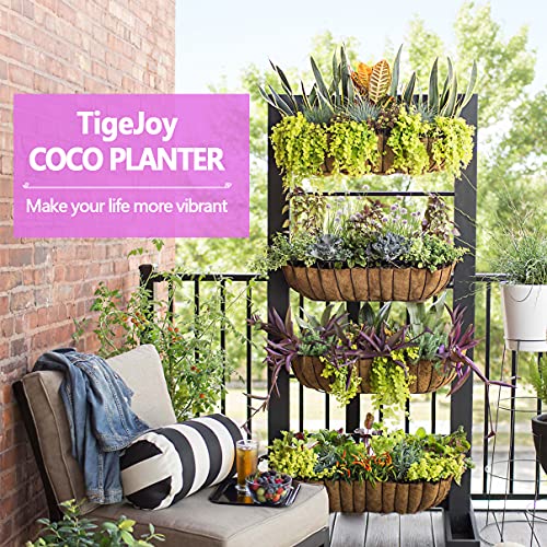 TigeJoy 2PCS 24'' Trough Coco Coir Liners Planter Replacement, 100% Natural Thick Coco Fiber Liner for Window Box Decks Garden Flower Pots, 24inch Half Moon Shape Coconut Liner Flower Boxes Outdoor…