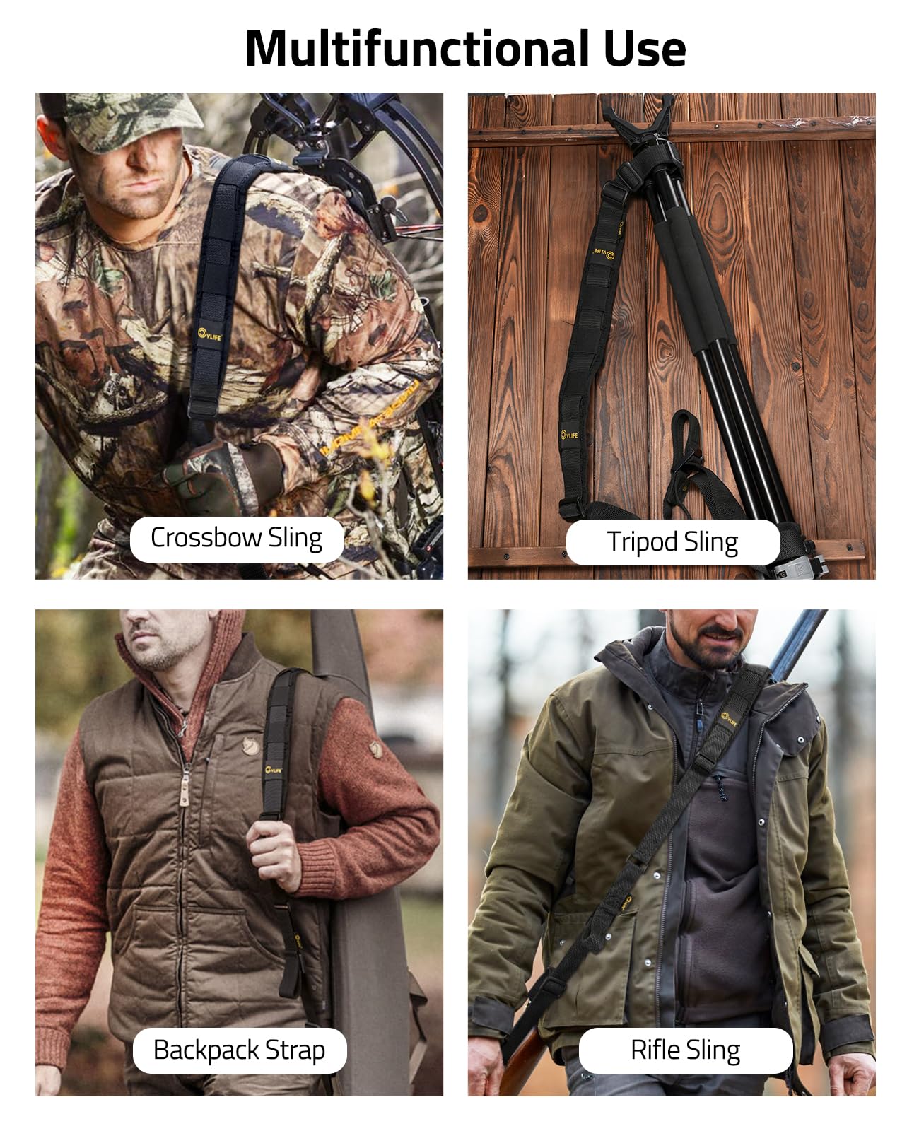 CVLIFE Two Point Sling Upgrade Wide Pad for Enhanced Comfort Removable Shoulder Strap Design Quick Length Adjustment Gun Sling Features 1.25" Wide Tube Webbing and Fast Loop Rifle Sling for Outdoor