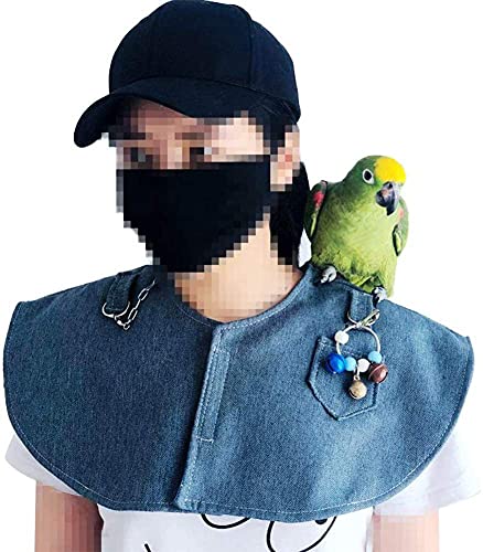 Parrot Anti-Scratch Shoulder Protector Multi-Purpose Bird Shoulder Shawl Bird Diaper Pad for Parakeets Cockatiels Conures Macaws Finches Lovebird Hang Bird Anklet & Toys (Shoulder Protector-Blue)