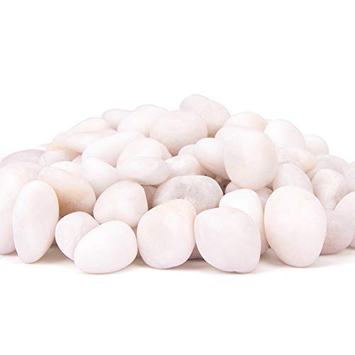 BLQH 18 Pounds White Decorative Pebbles River Rock Aquarium Gravel,Garden Ornamental Pebbles, Natural Polished Decorative Gravel,White Decorative Stones,Decor Pebbles,Pebbles for Landscaping (White)