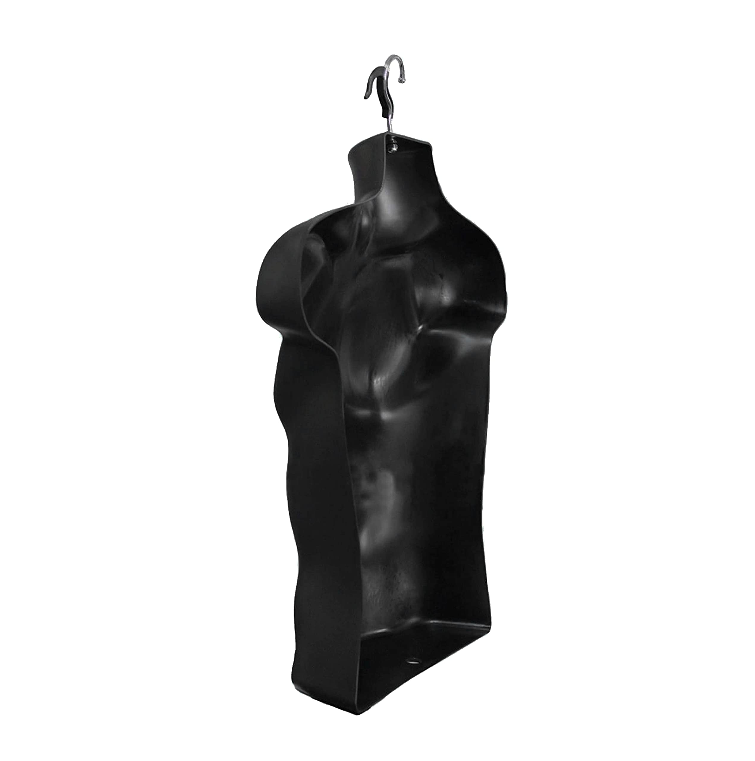 DisplayTown 2 Black Male Mannequin Hollow Back Body Torso Set w/ Clothes Clips, Metal Stands and Metal Poles & Hanging Hooks, S-M Sizes