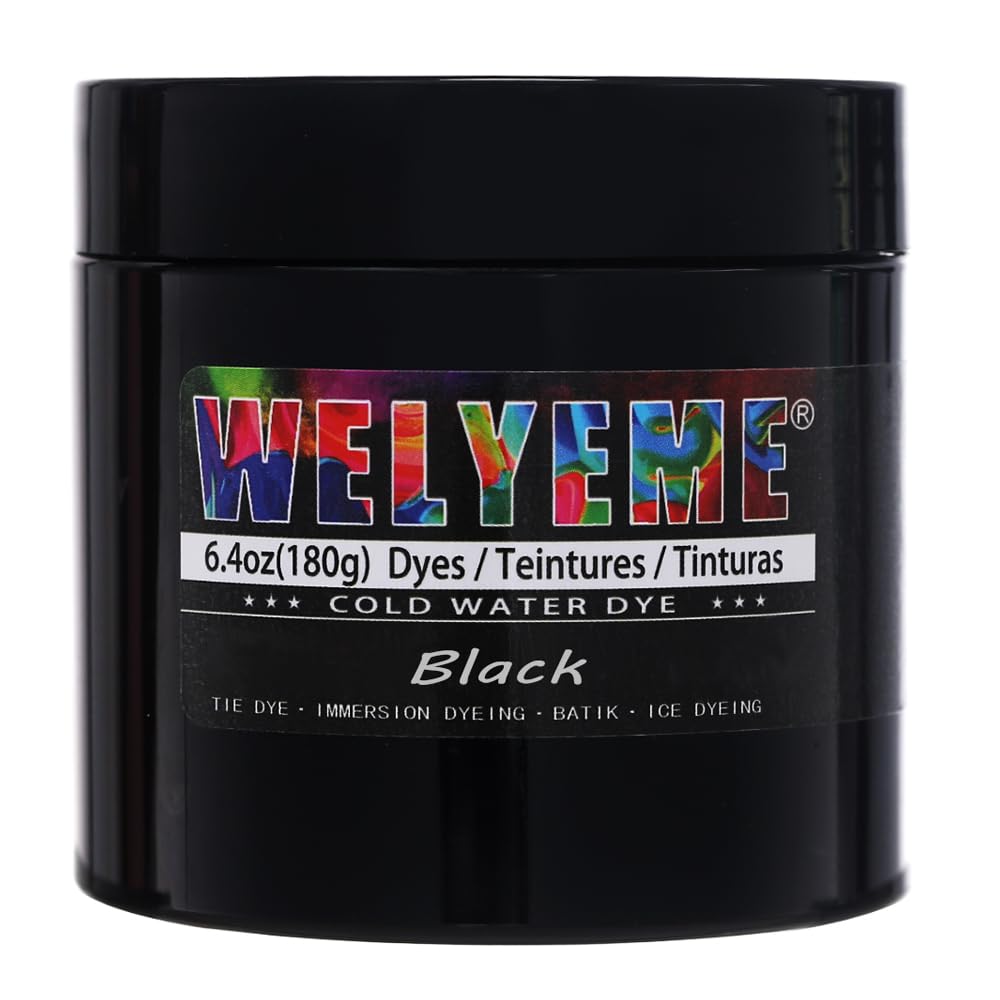 WELYEME Cold Water Dye, Tie Dye Powder, Fabric Dye Powder for Clothes (Black)