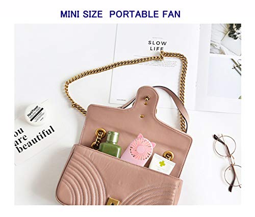 YUERR Portable Mini Fan Handheld Fans For Cooling Air 3 Speeds Adjustable USB Rechargeable Small Table Desk Fan Personal Quiet Eyelash Fan For Kids Women Men Home Office Travel(Pink Kitten)
