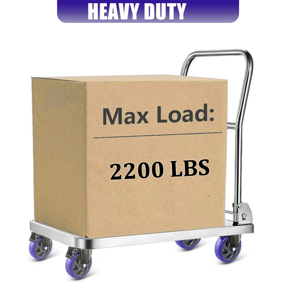 5 Inch Caster Wheels with Brake, Heavy Duty Casters Set of 4 2200lbs, Swivel Casters with Double Ball Bearings, Dual Locking Casters,Wheels for Cart,Furniture,Cabinets,Workbench (Two Hardware Kits