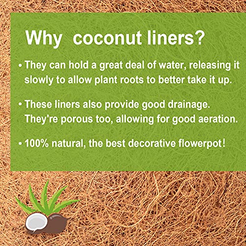 TigeJoy 2PCS 24'' Trough Coco Coir Liners Planter Replacement, 100% Natural Thick Coco Fiber Liner for Window Box Decks Garden Flower Pots, 24inch Half Moon Shape Coconut Liner Flower Boxes Outdoor…