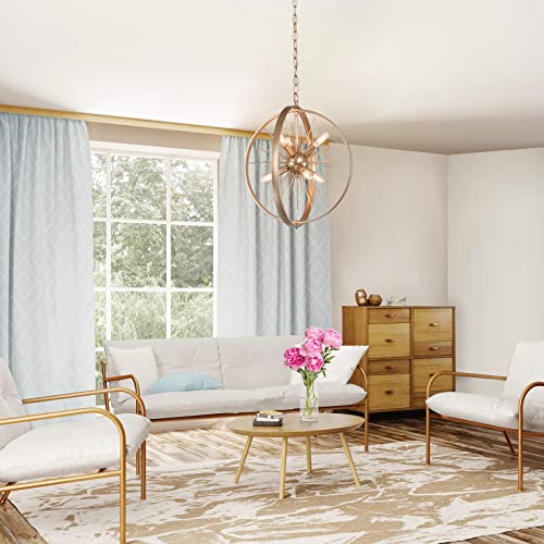 classy leaves Gold Chandelier, 6-Light Modern Globe Chandelier, Starburst Gold Pendant Light Fixture with Rotatable Framework for Kitchen Island, Foyer, Dining Room & Entryway, 18’’ D x 20.5’’ H