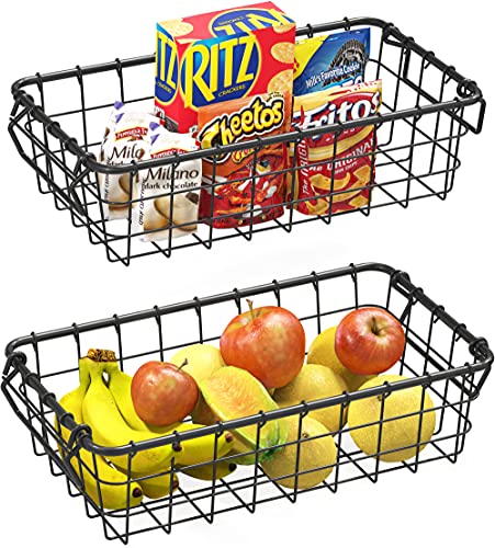 SimpleHouseware 2 Pack Stackable Single Wire Basket, (8.9 x 15.5 x 4.3 in)