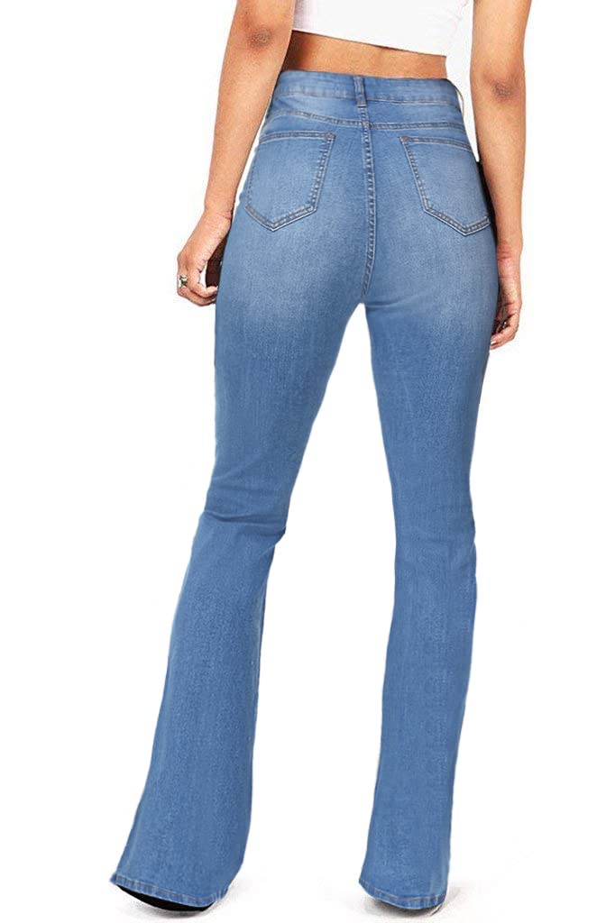 KDF Flare Jeans for Women Women's Bootcut Bell Bottom Jeans High Waisted Stretch Slimming Bell Bottoms Jeans, 2, Light Blue