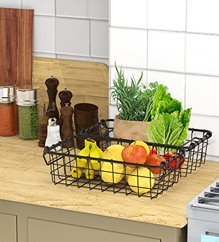 SimpleHouseware 2 Pack Stackable Single Wire Basket, (8.9 x 15.5 x 4.3 in)