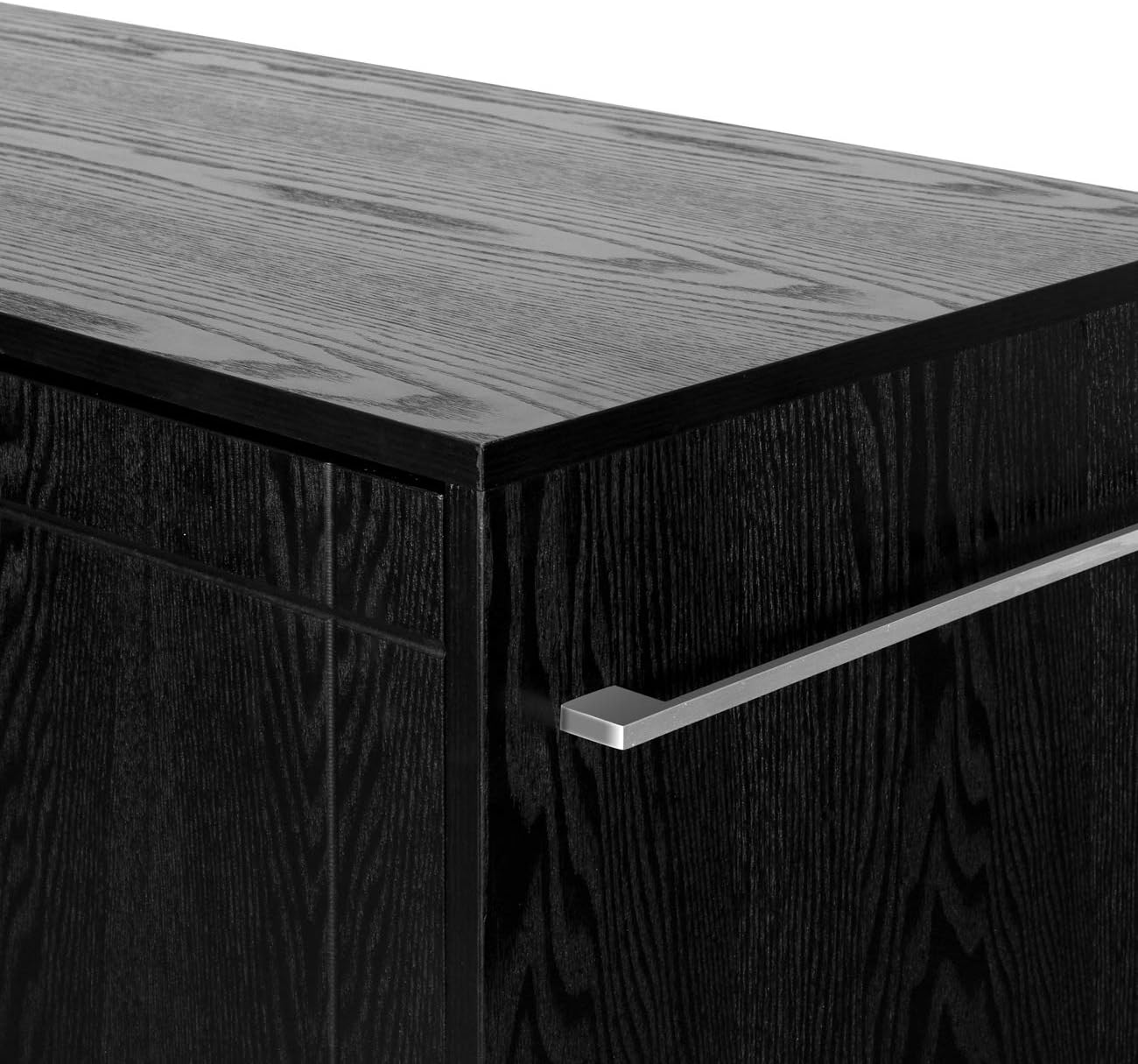 BELLEZE Wine Cabinet with Drawers, Storage Shelves and 6-Bottle Wine Rack, Sideboard Buffet, Coffee Bar, Cupboard for Dining Room, Kitchen, Living Room -Vietti (Light Black)
