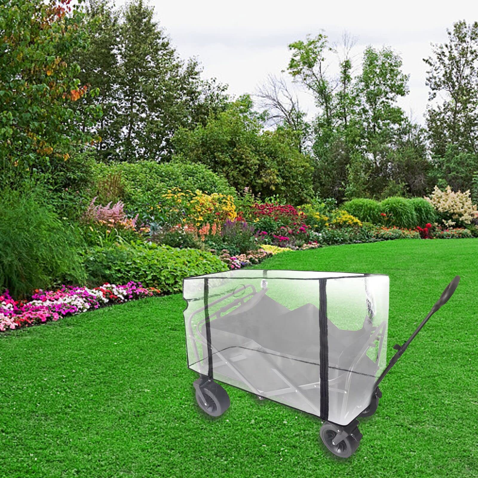 Wagon Rain Cover,Waterproof Push-Pull Wagon Rain Cover Canopy,Wagon Rain Wind Cover for Outdoor Garden Camping Picnic,Folding Wagon Stroller Trolley Cart Accessories,UV Resistant Lounge Wagon Cover