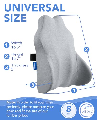 Guttylief Lumbar Support Pillow for Office Chair Back Support Pillow for Lower Back Pain Relief - Memory Foam Back Cushion for Car Computer, Gaming Chair Improve Posture Adjustable Anti-Slip Strap
