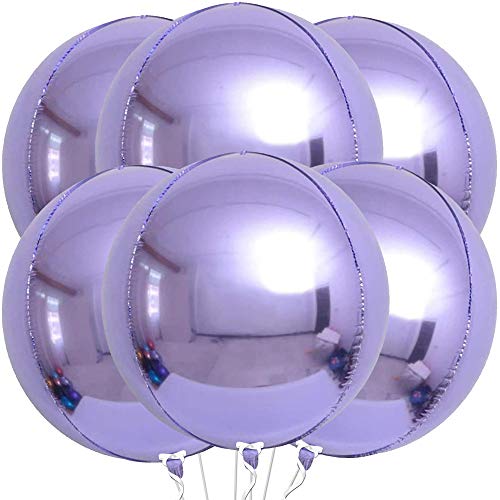 KatchOn, Big Purple Foil Balloons - 22 Inch, Pack of 6 | 360 Degree 4d Metallic Purple Balloons | Lavender Balloons, Lavender Party Decorations | Purple Mylar Balloons for Purple Birthday Decorations