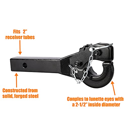 ANGCOSY 10-Ton Pintle Hook Trailer Hitches Receiver Hook for 2β Hitches Hitch Hook Military Receiver, 20000 lbs, 15β Length