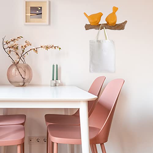 Cabilock Coat Hooks Bird Shape Hat Clothes Bag Wall Mount Hook Hanger Rack Holder for Home Decoration Yellow