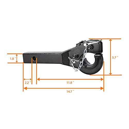 ANGCOSY 10-Ton Pintle Hook Trailer Hitches Receiver Hook for 2β Hitches Hitch Hook Military Receiver, 20000 lbs, 15β Length