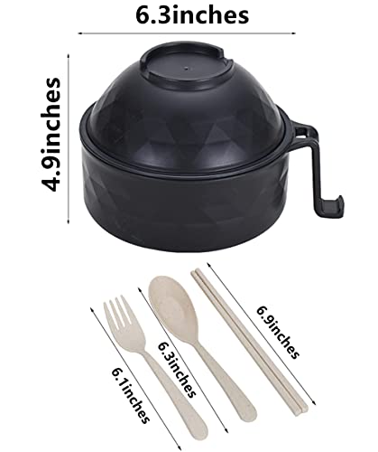 Ramen Cooker Ramen Bowl Set with Chopsticks Microwave Noodle,College Dorm Room Essentials for Girls for Boys Apartment-Black