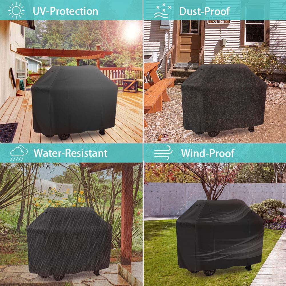 Grill Cover 60 inch, iCOVER Waterproof Outdoor BBQ Gas Barbecue Covers, Polyester Lightweight Easy On/Off, Dustproof for Weber Char-Broil Nexgrill and More Grills