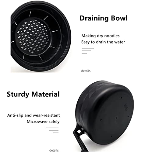 Ramen Cooker Ramen Bowl Set with Chopsticks Microwave Noodle,College Dorm Room Essentials for Girls for Boys Apartment-Black