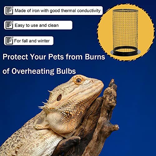 kathson Reptile Lampshade Lizard Heat Lamp Guard Anti-Scald Lamp Mesh Cover Pet Coop Protection Heater Light Bulb Enclosure Cage Protector for Turtles, Lizards, Snakes and Amphibians