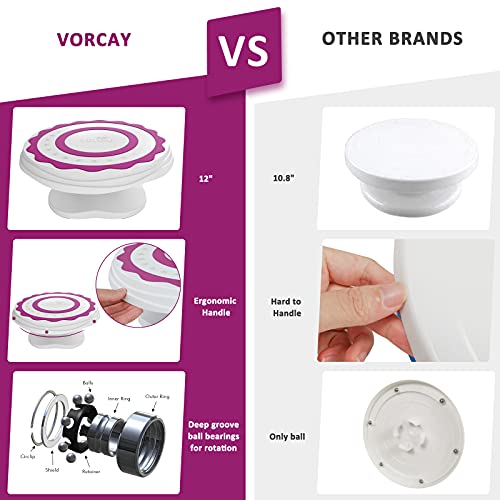 VORCAY 100 Pcs Cake Decorating Kits Supplies - Newest Cake Turntable with Roller Smoothly and Even In Rotation Helps Decorate Cake Easily And Beautiful for Birthday Wedding