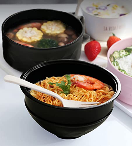 Ramen Cooker Ramen Bowl Set with Chopsticks Microwave Noodle,College Dorm Room Essentials for Girls for Boys Apartment-Black