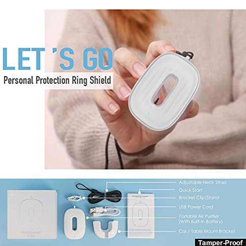 Nanosase ring personal air purifier necklace mini ionic wearable for Kids, Adults, healthy negative ion therapy, filterless mobile air ionizer by igozen. (White + Black, 2 Pack)