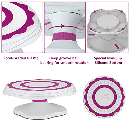 VORCAY 100 Pcs Cake Decorating Kits Supplies - Newest Cake Turntable with Roller Smoothly and Even In Rotation Helps Decorate Cake Easily And Beautiful for Birthday Wedding