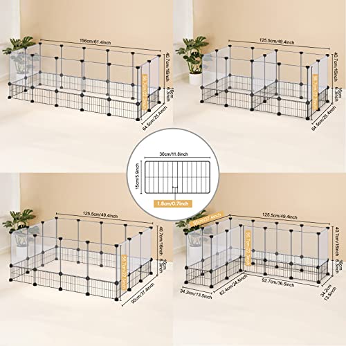 DINMO Rabbit Playpen, Guinea Pig Cages, Hamster Cages, Iron Net Bottom Design for Small Animal, Bunny, Ferret, Hedgehog, DIY, Expanded, Portable, Exercise Fence, 61.4 x 25.4 x 22.3 Inches